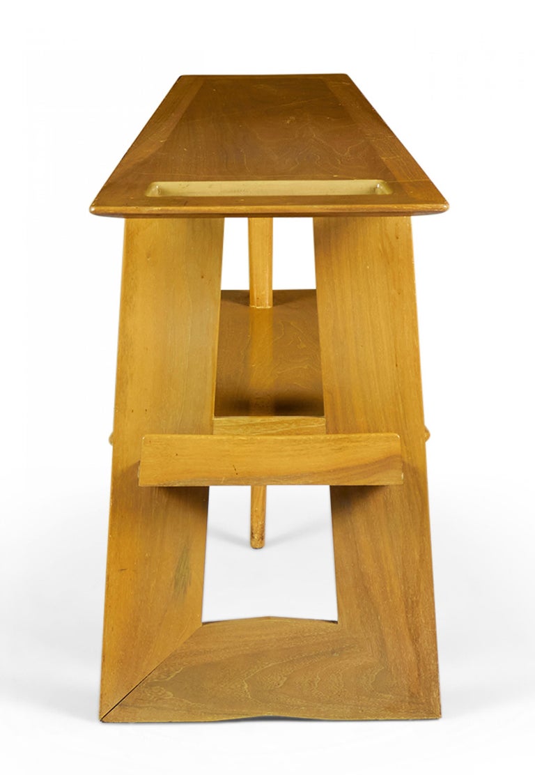 Danish Mid-Century Blond Mahogany Wedge Magazine Table 'Manner of Jens ...