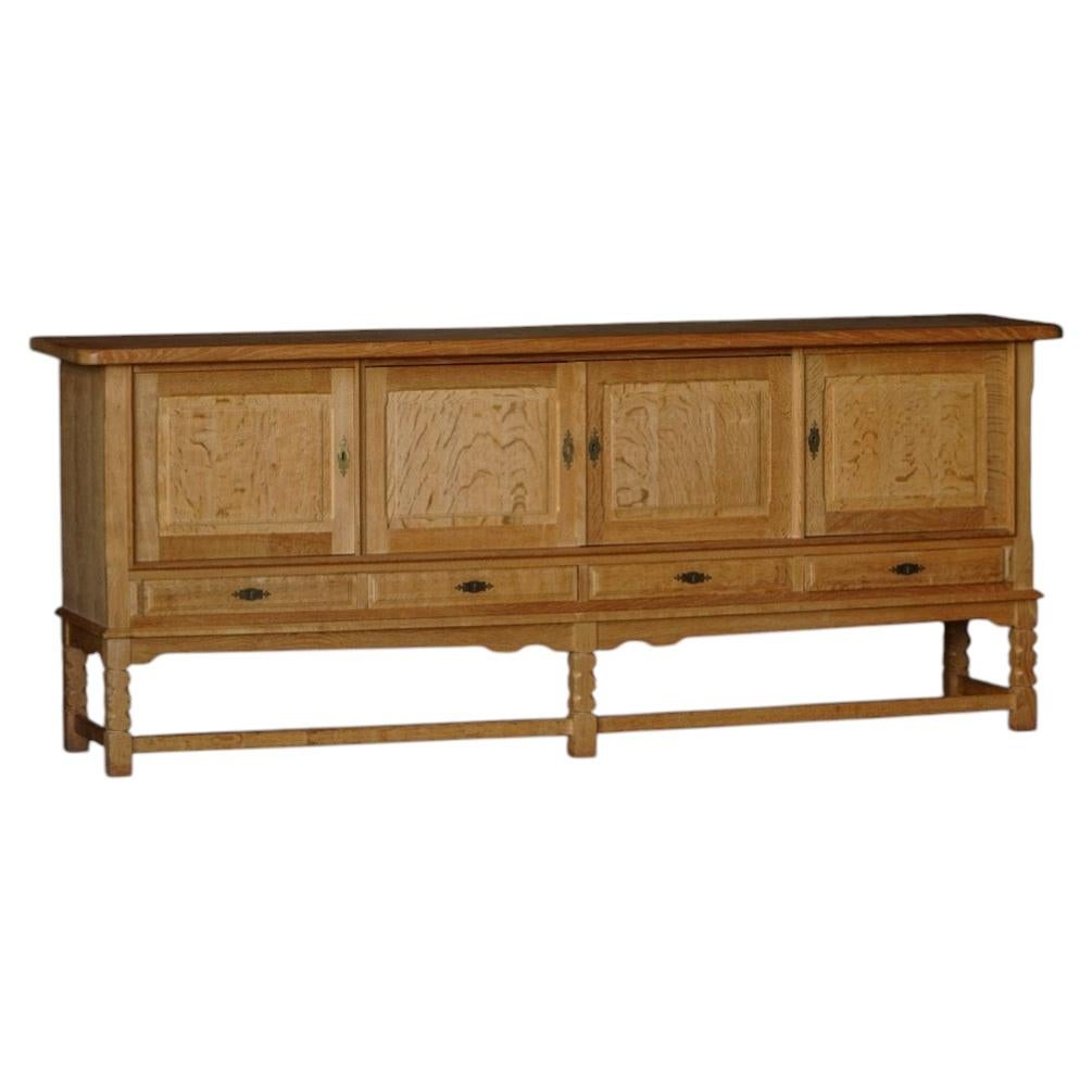 Brutalist Oak Sideboard Attributed to Henning Kjærnulf, Denmark, 1960s ...