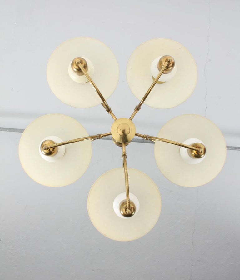 Danish Midcentury Chandelier in Brass and Glass Designed by Ernst Voss ...
