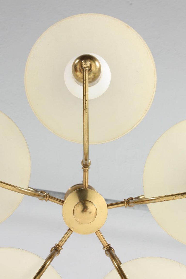 Danish Midcentury Chandelier in Brass and Glass Designed by Ernst Voss ...