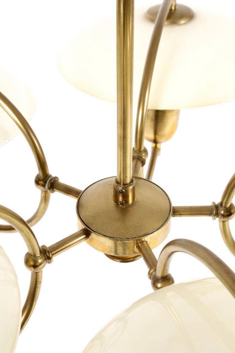 Danish Midcentury Chandelier in Brass and Glass Designed by Ernst Voss ...