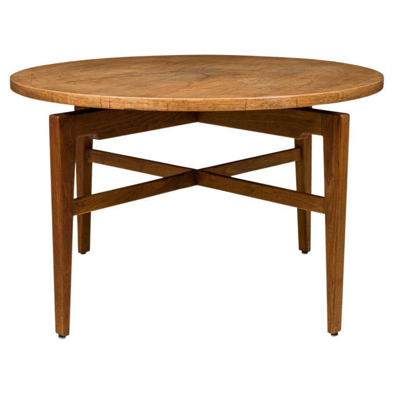 Danish Mid-Century Circular Walnut Revolving Lazy Susan Dining Table ...