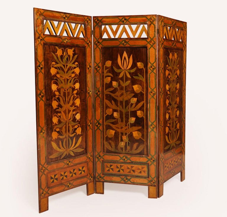Danish Mid Century Hand Painted Screen at 1stDibs
