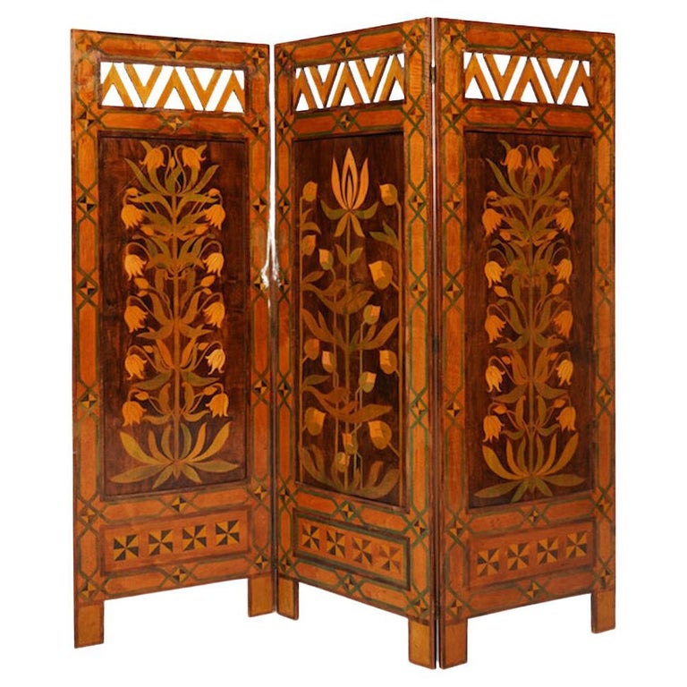 Danish Mid Century Hand Painted Screen at 1stDibs