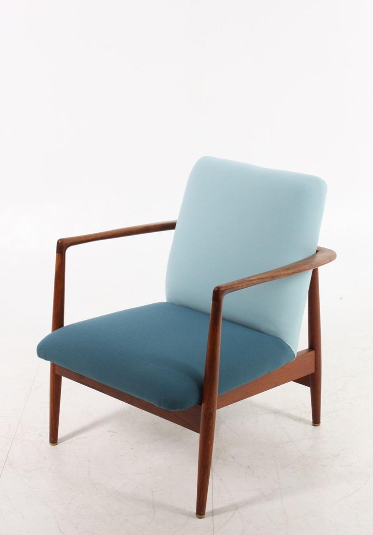 Danish Midcentury Lounge Chair in Teak and Fabric, 1950s at 1stDibs