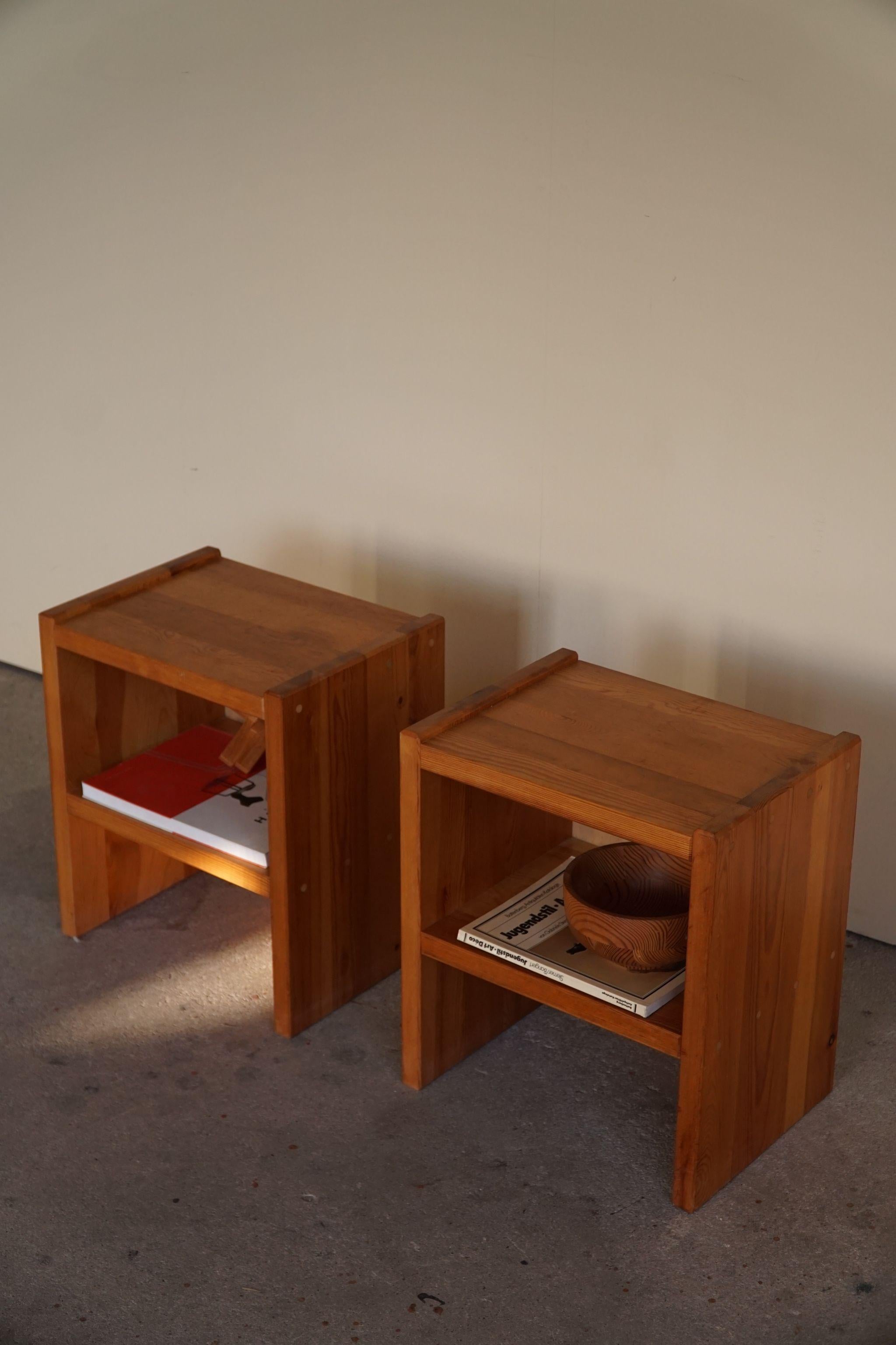Danish Mid-Century Modern, a Pair of Vintage Night Stands in Solid Pine ...