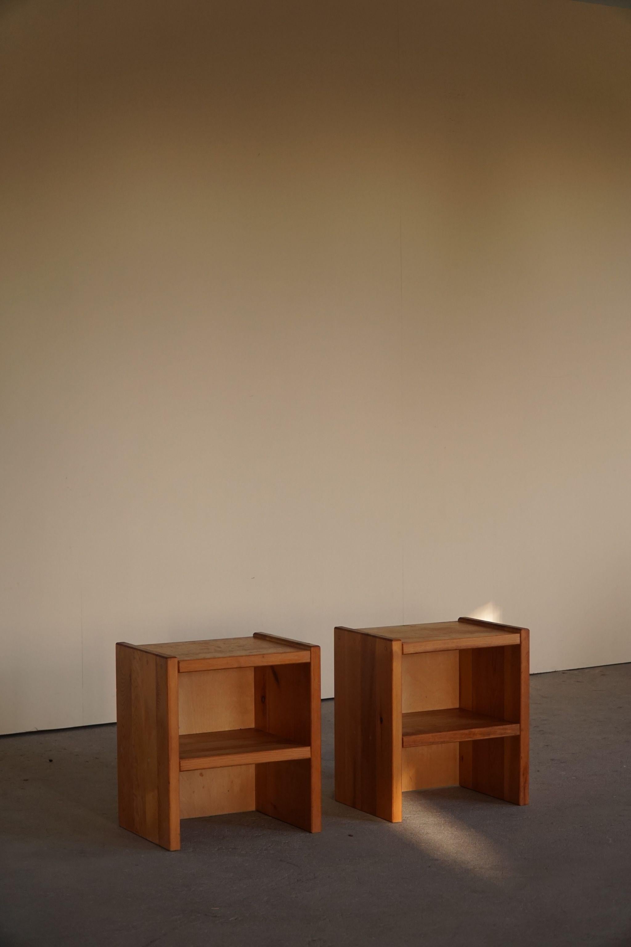 Danish Mid-Century Modern, a Pair of Vintage Night Stands in Solid Pine ...