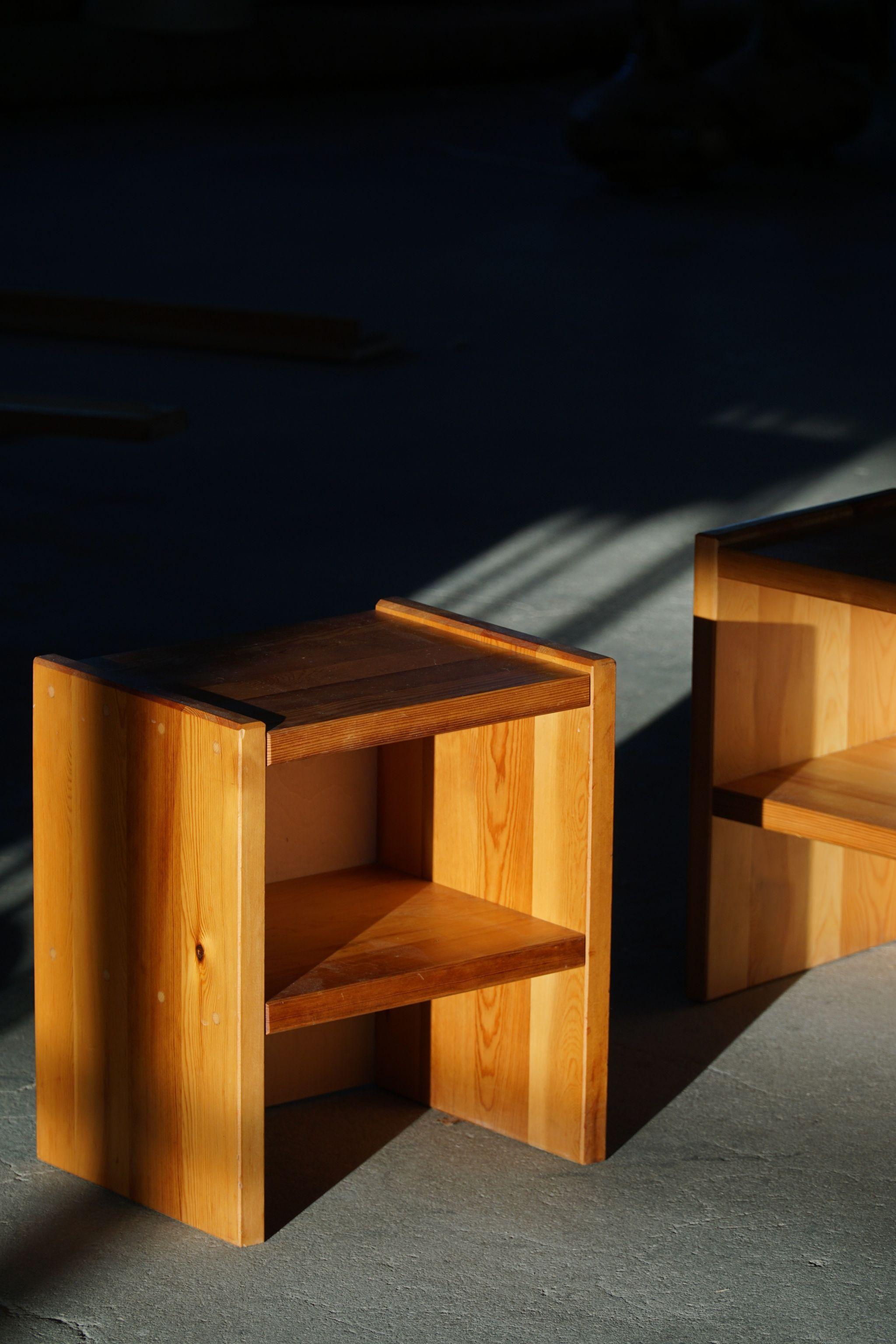 Danish Mid-Century Modern, a Pair of Vintage Night Stands in Solid Pine ...