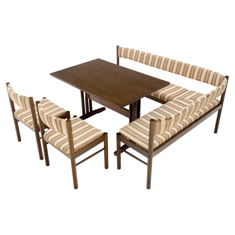 Danish Mid Century Modern L Shape Bench Chairs Dining Table Kitchen Dinette Set For Sale at 1stDibs