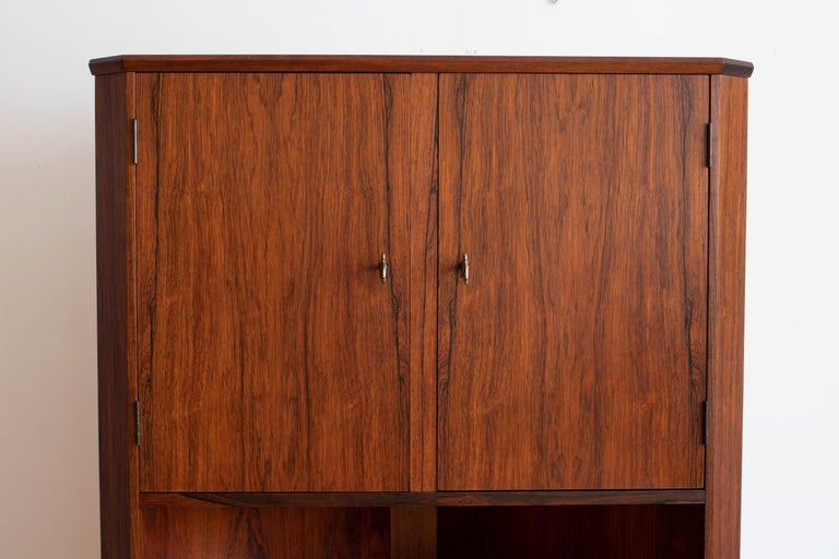 Danish Mid-Century Modern Locking Rosewood Corner Cabinet at 1stDibs