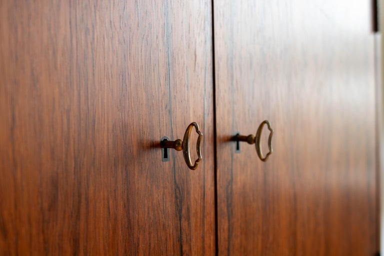 Danish Mid-Century Modern Locking Rosewood Corner Cabinet at 1stDibs