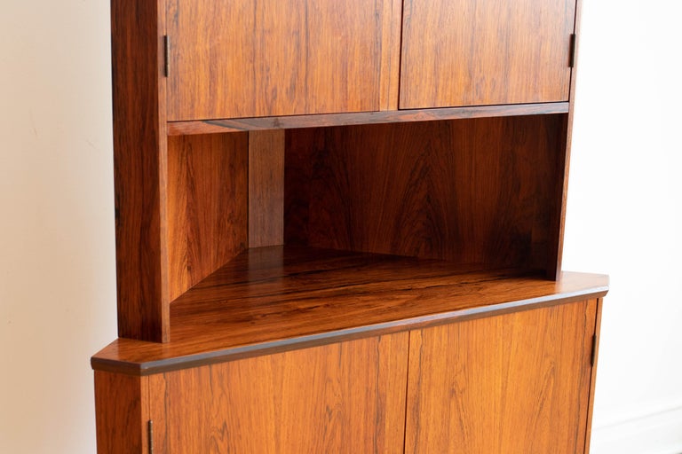 Danish Mid-Century Modern Locking Rosewood Corner Cabinet at 1stDibs