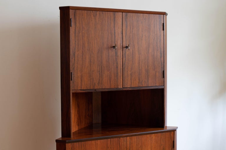 Danish Mid-Century Modern Locking Rosewood Corner Cabinet at 1stDibs