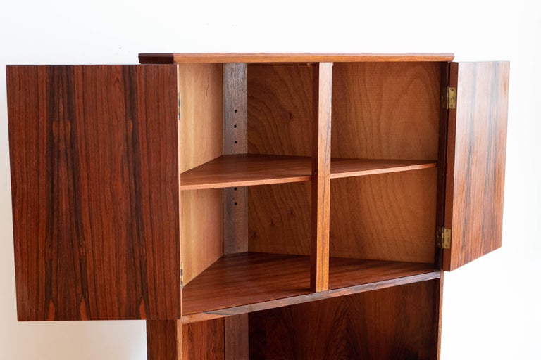 Danish Mid-Century Modern Locking Rosewood Corner Cabinet at 1stDibs