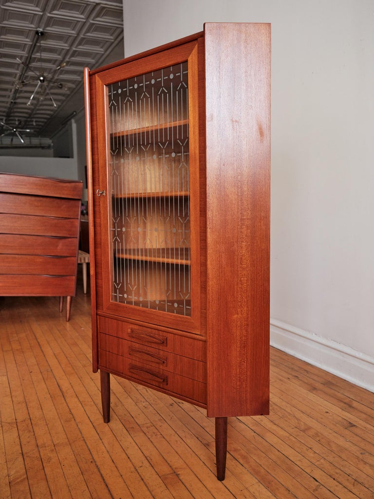 Danish Mid-Century Modern Locking Teak Corner Cabinet at 1stDibs