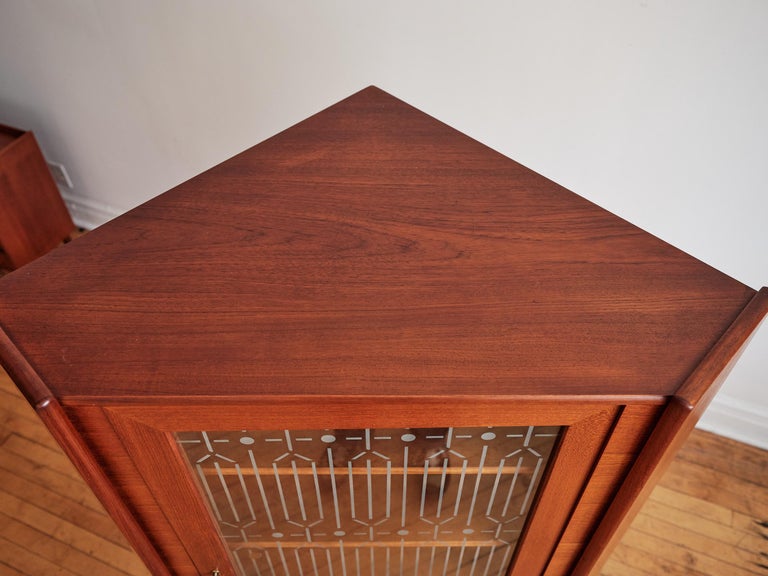 Danish Mid-Century Modern Locking Teak Corner Cabinet at 1stDibs