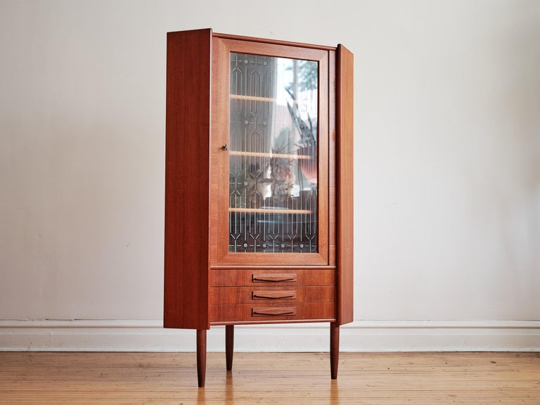 Danish Mid-Century Modern Locking Teak Corner Cabinet at 1stDibs