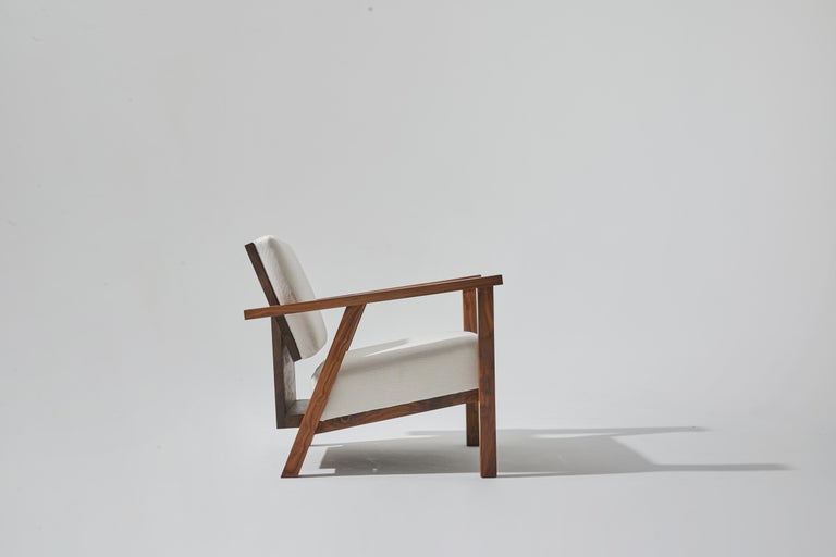 Danish Mid-Century Style Lounge Chair Walnut and Natural Boucle by ...