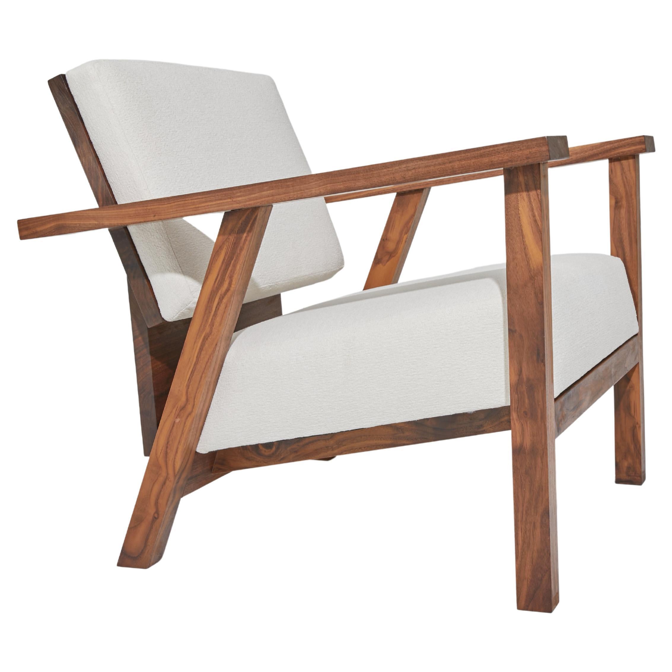 Danish Mid-Century Style Lounge Chair Walnut and Saddle Vinyl by Stille ...