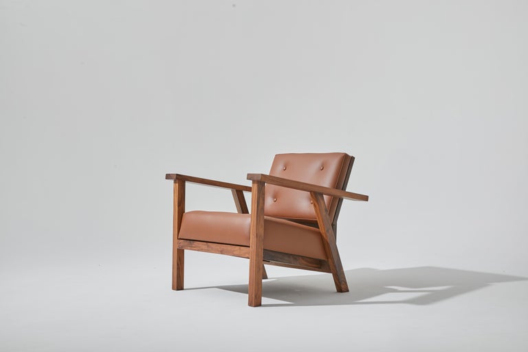 Danish Mid-Century Style Lounge Chair Walnut and Saddle Vinyl by Stille ...