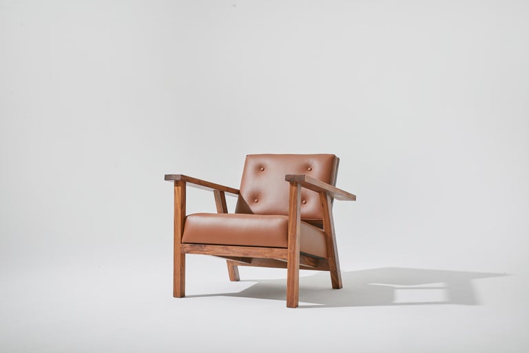 Danish Mid-Century Style Lounge Chair Walnut and Saddle Vinyl by Stille ...