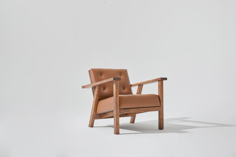 Danish Mid-Century Style Lounge Chair Walnut and Saddle Vinyl by Stille ...