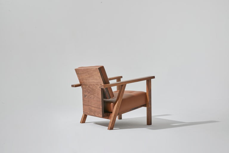 Danish Mid-Century Style Lounge Chair Walnut and Saddle Vinyl by Stille ...