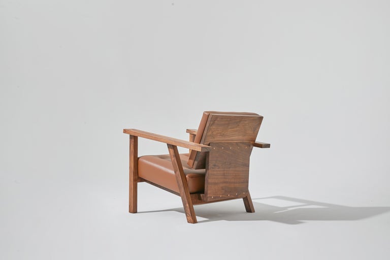 Danish Mid-Century Style Lounge Chair Walnut and Saddle Vinyl by Stille ...