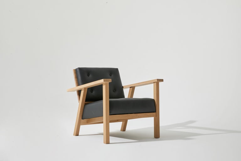 Danish Mid-Century Modern Lounge Chair White Oak and Black Vinyl by ...