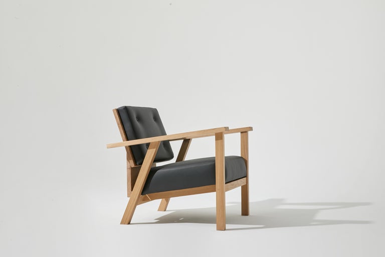 Danish Mid-Century Modern Lounge Chair White Oak and Black Vinyl by ...