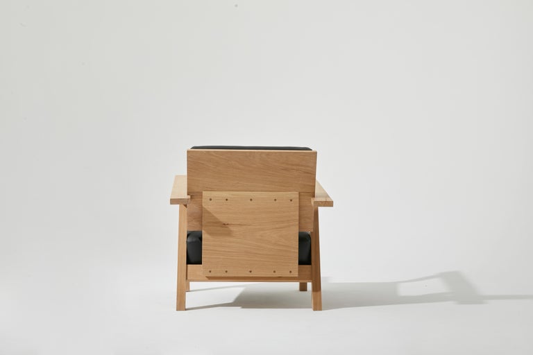 Danish Mid-Century Modern Lounge Chair White Oak and Black Vinyl by ...