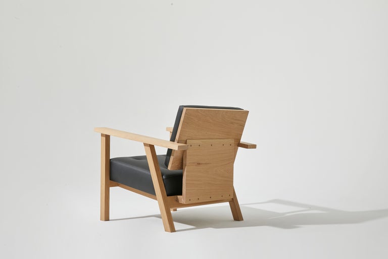 Danish Mid-Century Modern Lounge Chair White Oak and Black Vinyl by ...
