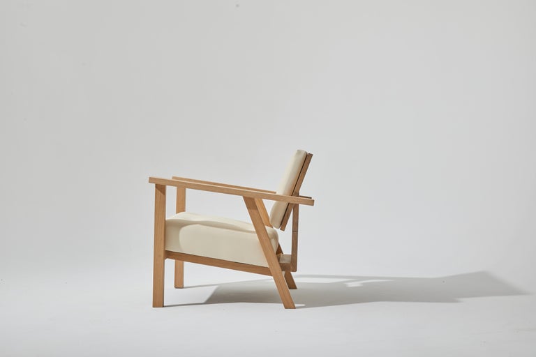 Danish Mid Century Modern Lounge Chair White Oak and Cream Vinyl by ...