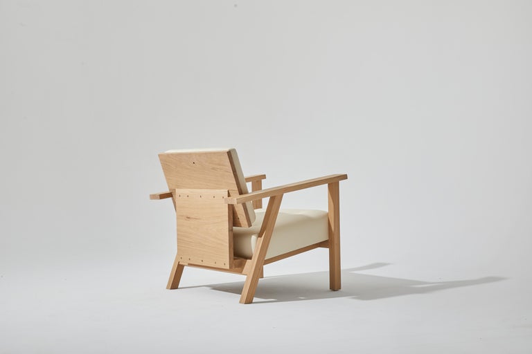 Danish Mid Century Modern Lounge Chair White Oak and Cream Vinyl by ...