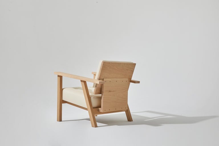 Danish Mid Century Modern Lounge Chair White Oak and Cream Vinyl by ...