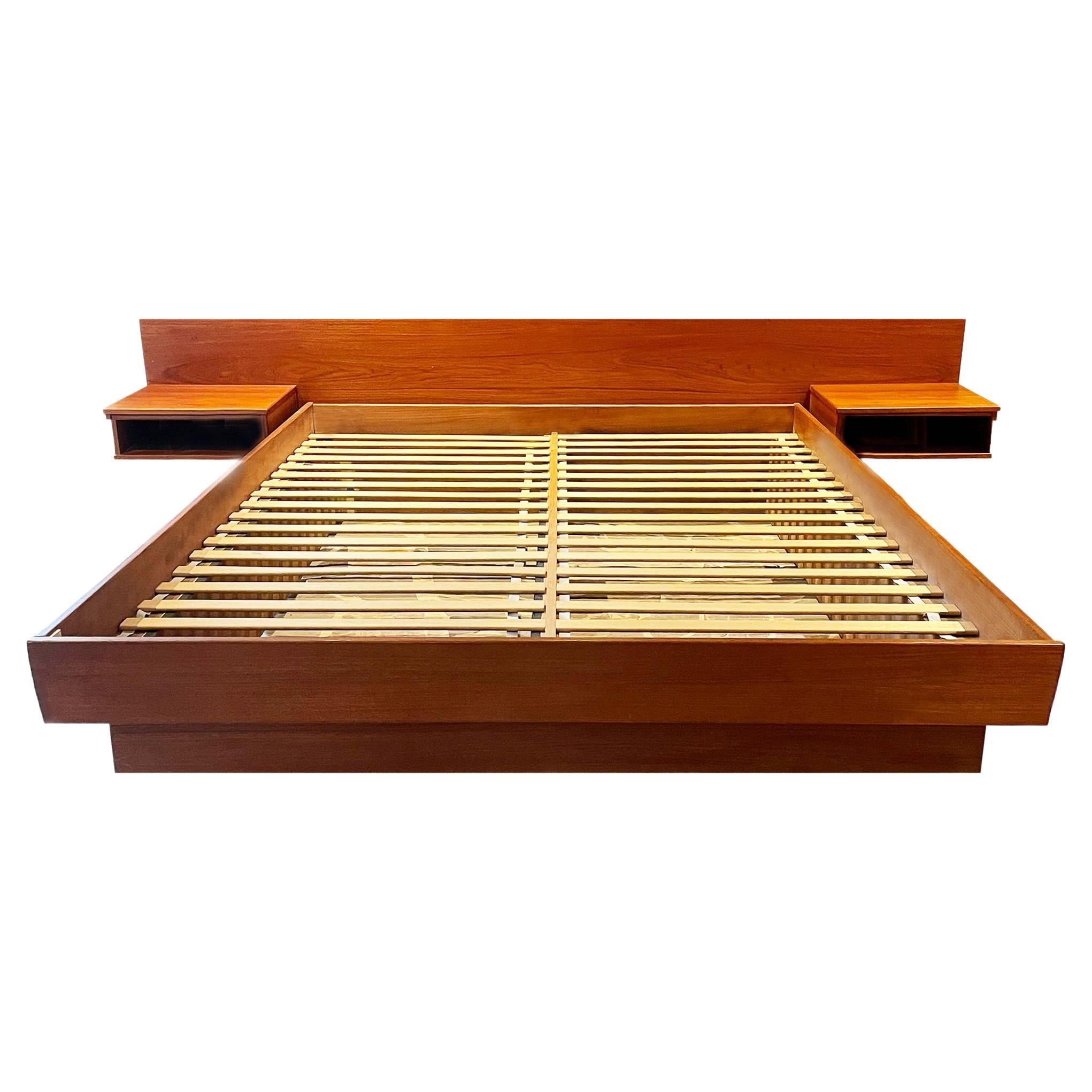 Danish Modern Teak King Platform Bed With Nightstands At 1stdibs