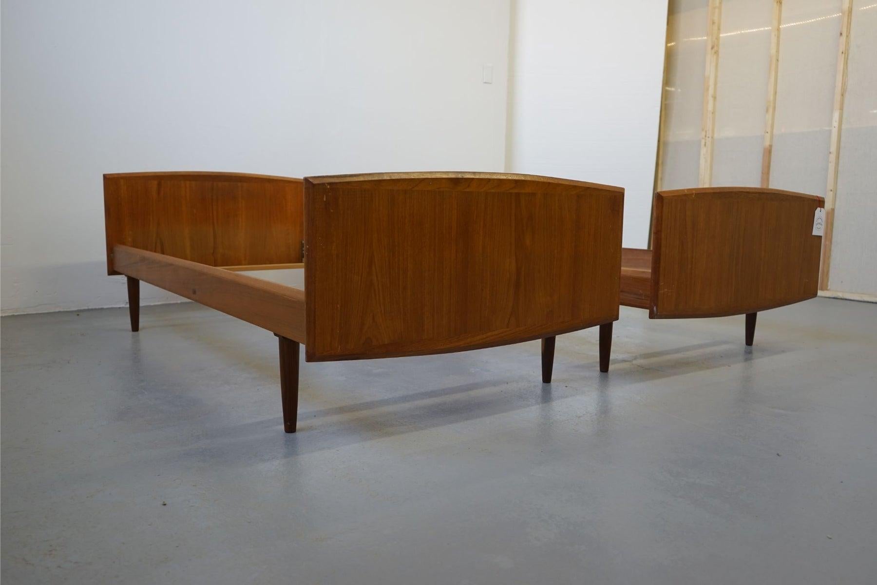 Danish Mid-Century Modern Pair Teak Single Bed Frames, *European Size ...