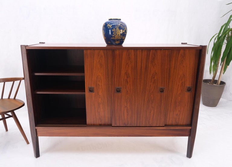 Danish Mid Century Modern Rosewood Credenza Tapered Legs Sliding Doors ...