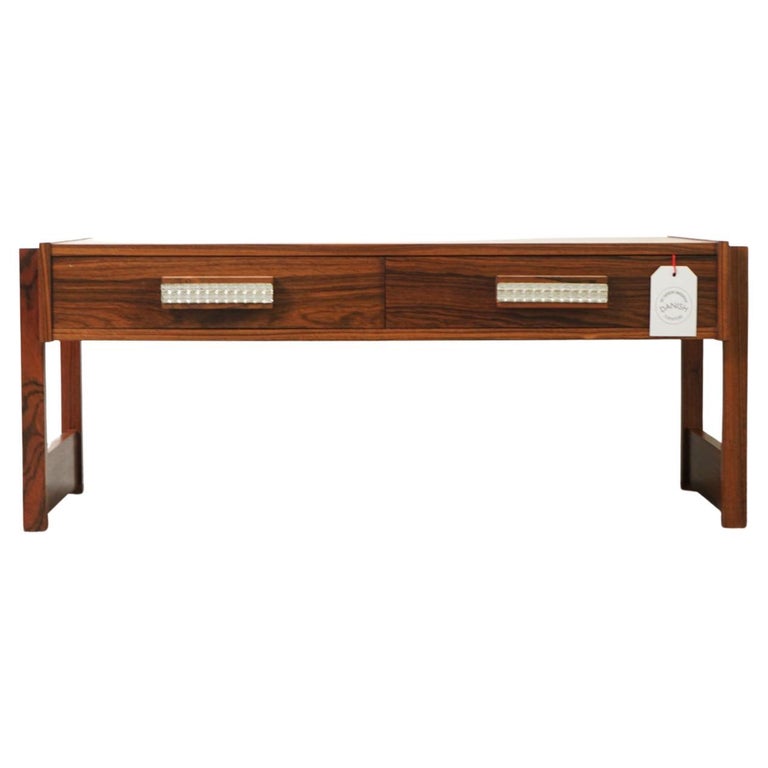Danish Mid Century Modern Rosewood Side Console Table For Sale at 1stDibs