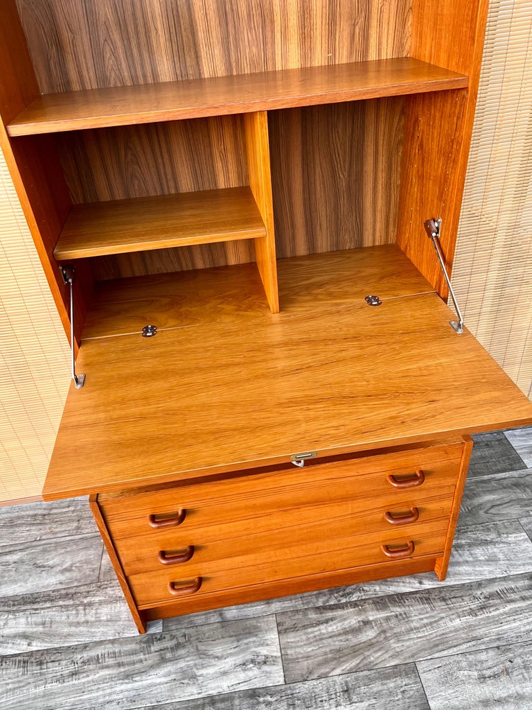 Danish Mid Century Modern Drop Down Secretary Desk Cabinet by Domino ...