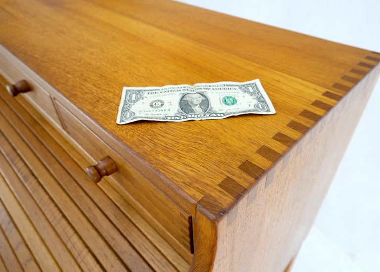 Danish Mid-Century Modern Solid Teak Pull Out Roll Top Desk Drawers ...