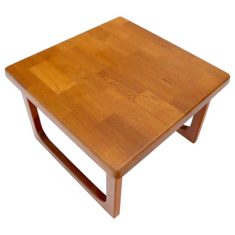 Danish Mid-Century Modern Solid Thick Teak Top Square Coffee Side Table ...