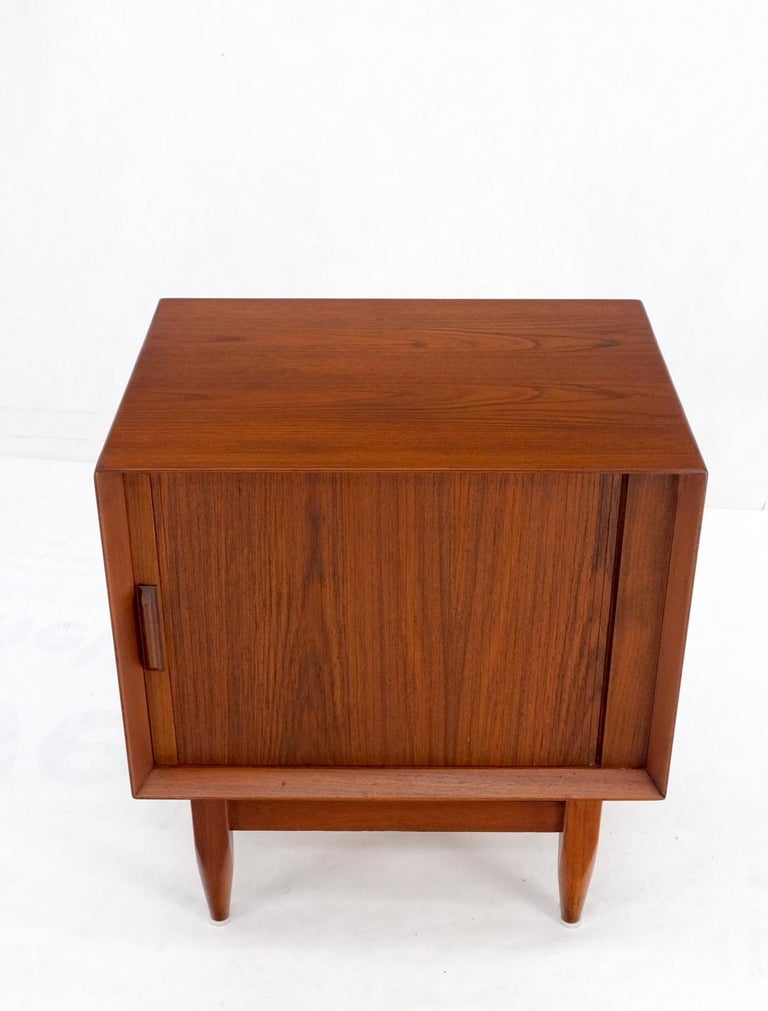 Danish Mid-Century Modern Tambour Door One Drawer End Table Night Stand ...
