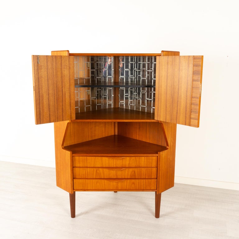 Danish Mid-Century Modern Teak Corner Cabinet with Bar Unit, 1960s at ...