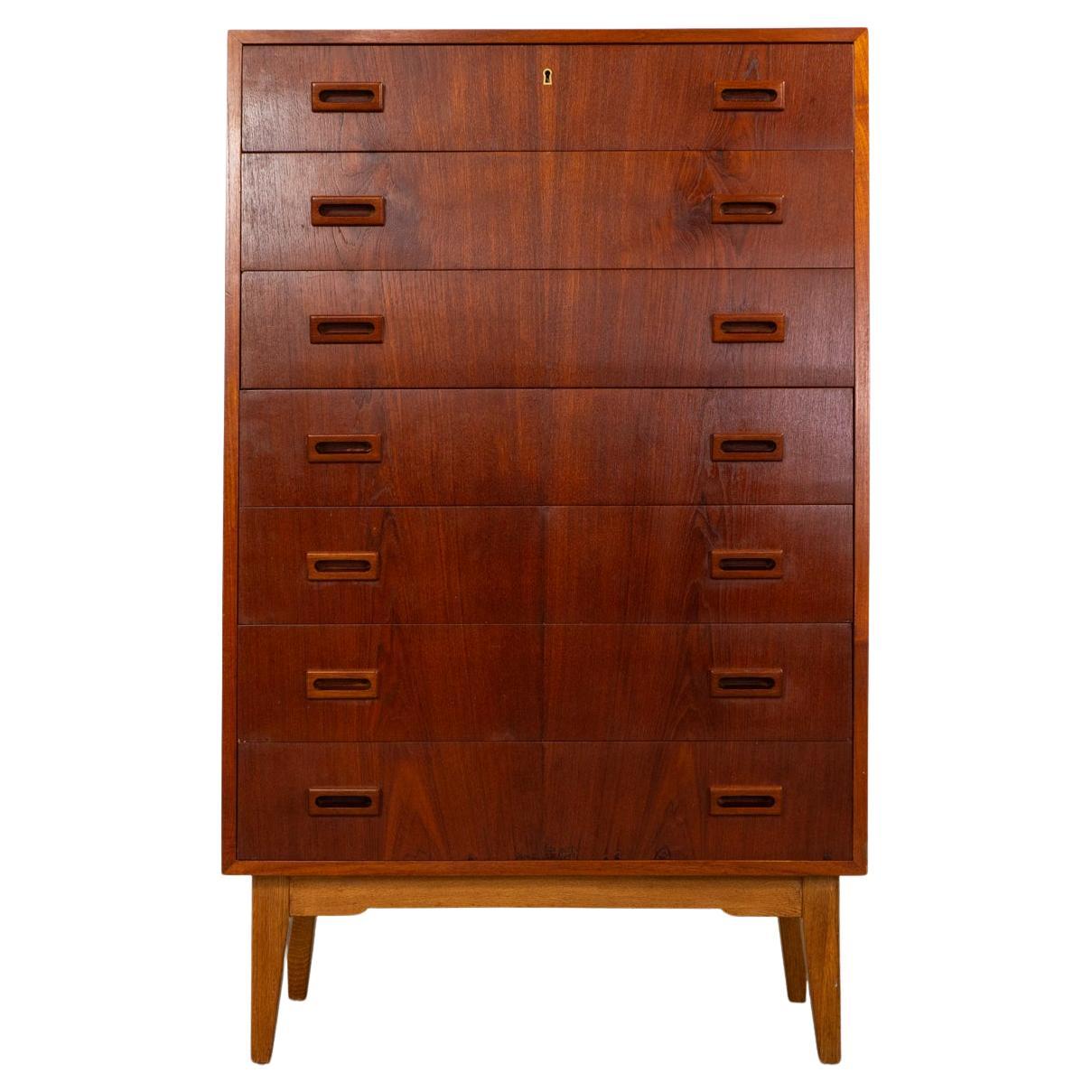 Danish Modern Highboy Dresser in Teak with Pullout Vanity For Sale at ...