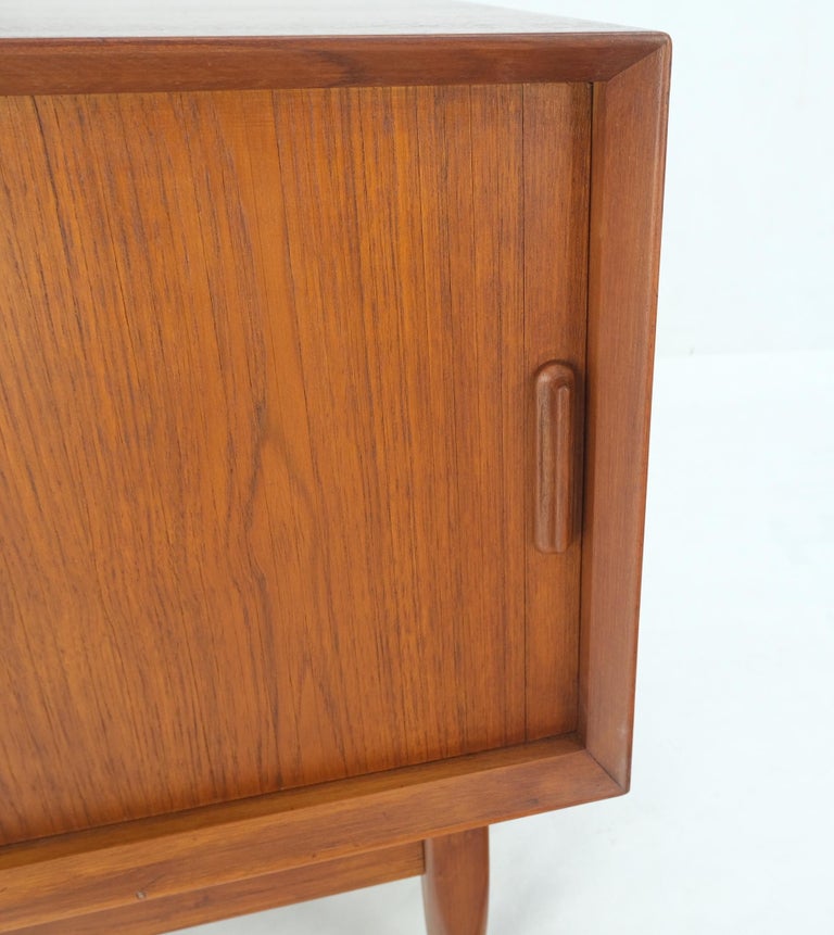 Danish Mid-Century Modern Teak Side End Table Night Stand Tambour Doors ...