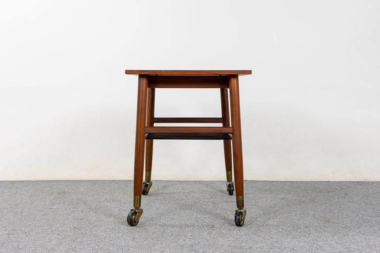 Danish Mid-Century Modern Teak Side Table Cart For Sale at 1stDibs
