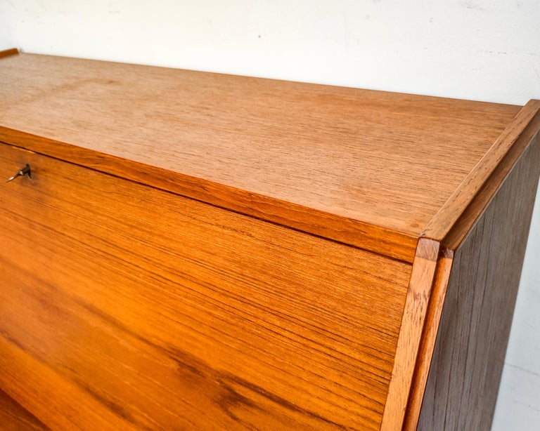 Danish Mid-Century Modern Teak Wood Secretary Fold Down Desk by Dyrlund ...