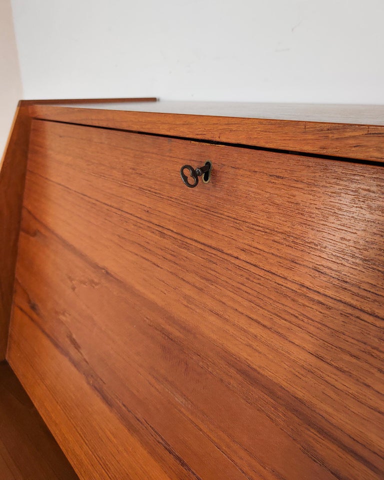 Danish Mid-Century Modern Teak Wood Secretary Fold Down Desk by Dyrlund ...