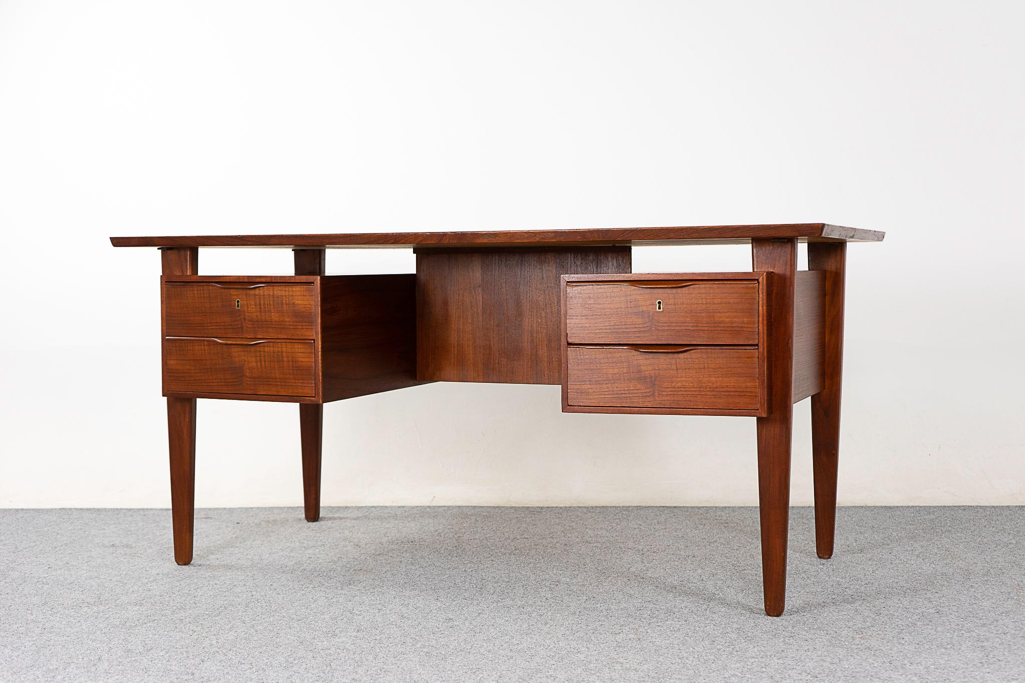 Danish Mid-Century Modern Teak Writing Desk For Sale at 1stDibs